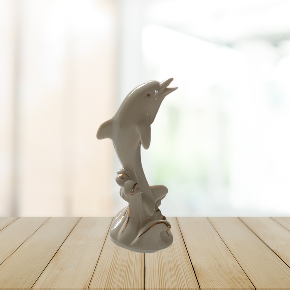 Lenox | Other | Lenox Dolphin Figurine Ocean Waves Nautical Fish 24kt ...